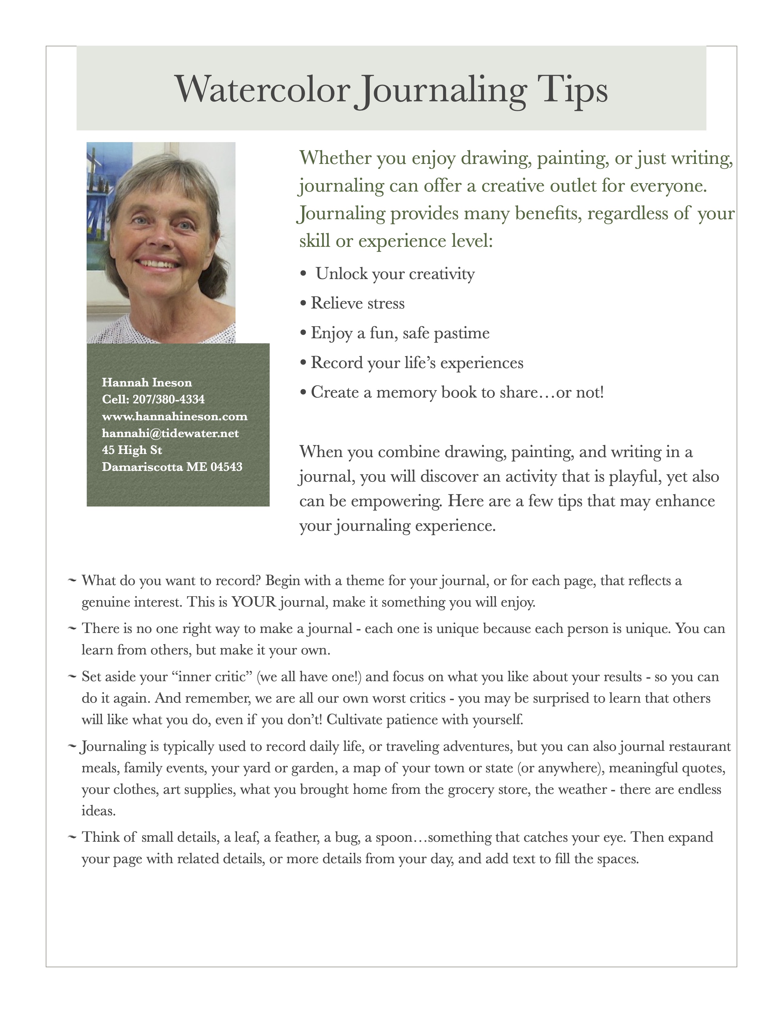 Watercolor Journaling Tips – Hannah Ineson Fine Art